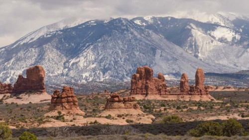 Moab Utah – Red Rocks and Snowcapped Mountains